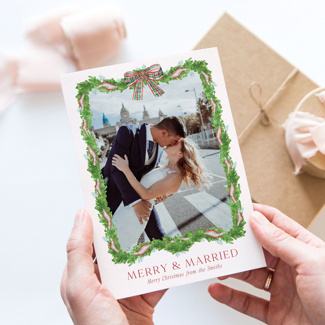 Merry and Married Christmas Card | Married and Bright Christmas Card ...