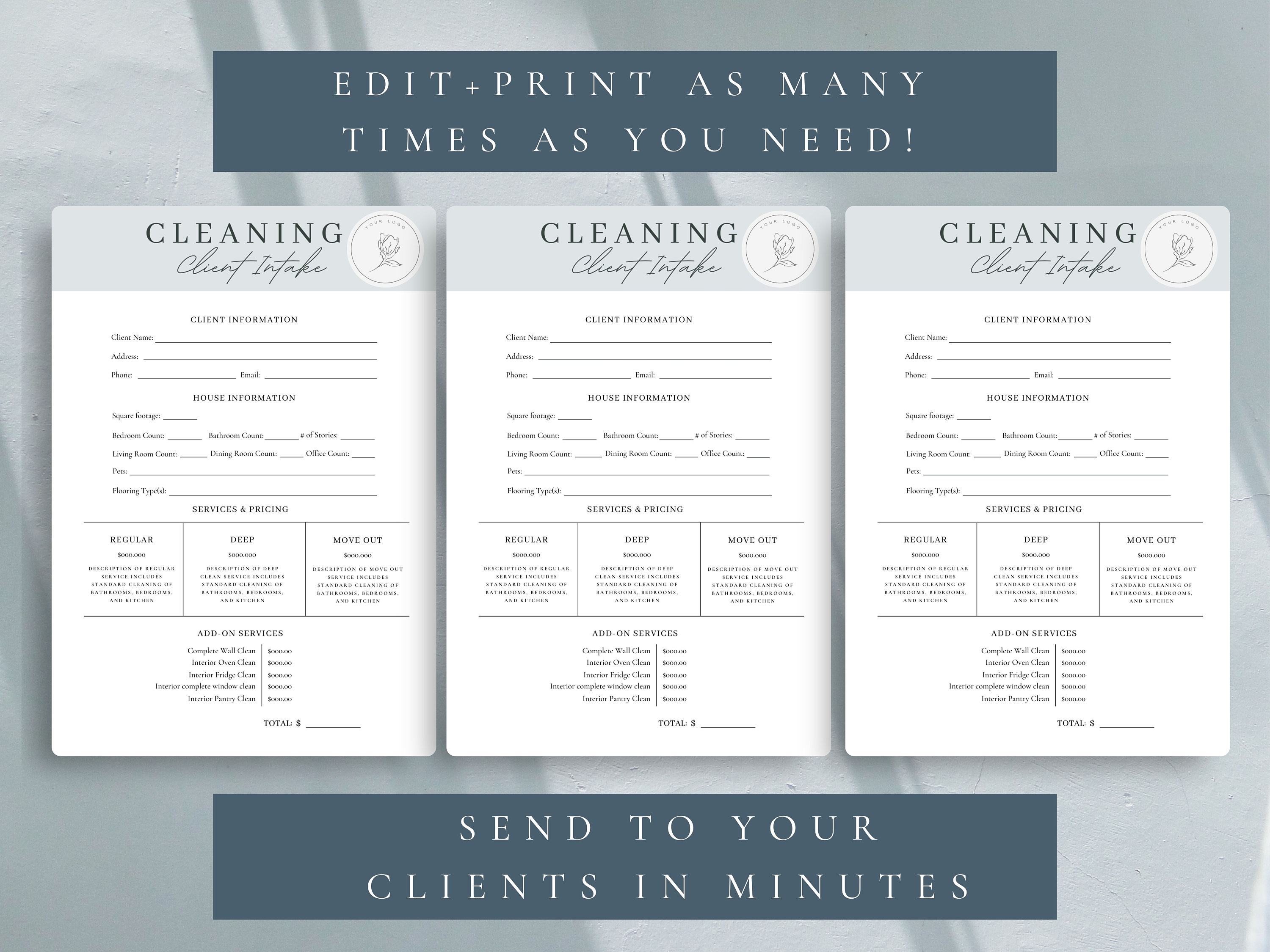 Professional Residential Cleaning Service Client Intake Form - Etsy