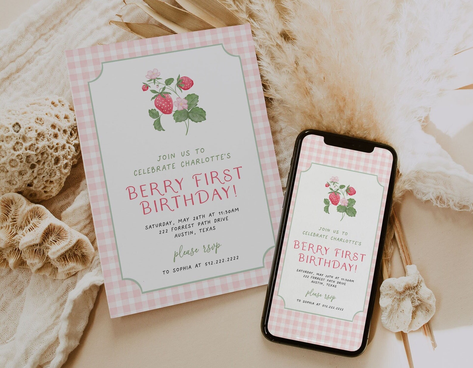 Berry First Birthday Invitation Template, Berry 1st Birthday Invite ...