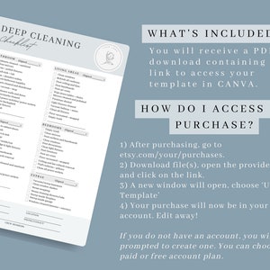 Professional Residential Deep Cleaning Checklist, Editable House Deep Cleaning Template, Deep ...