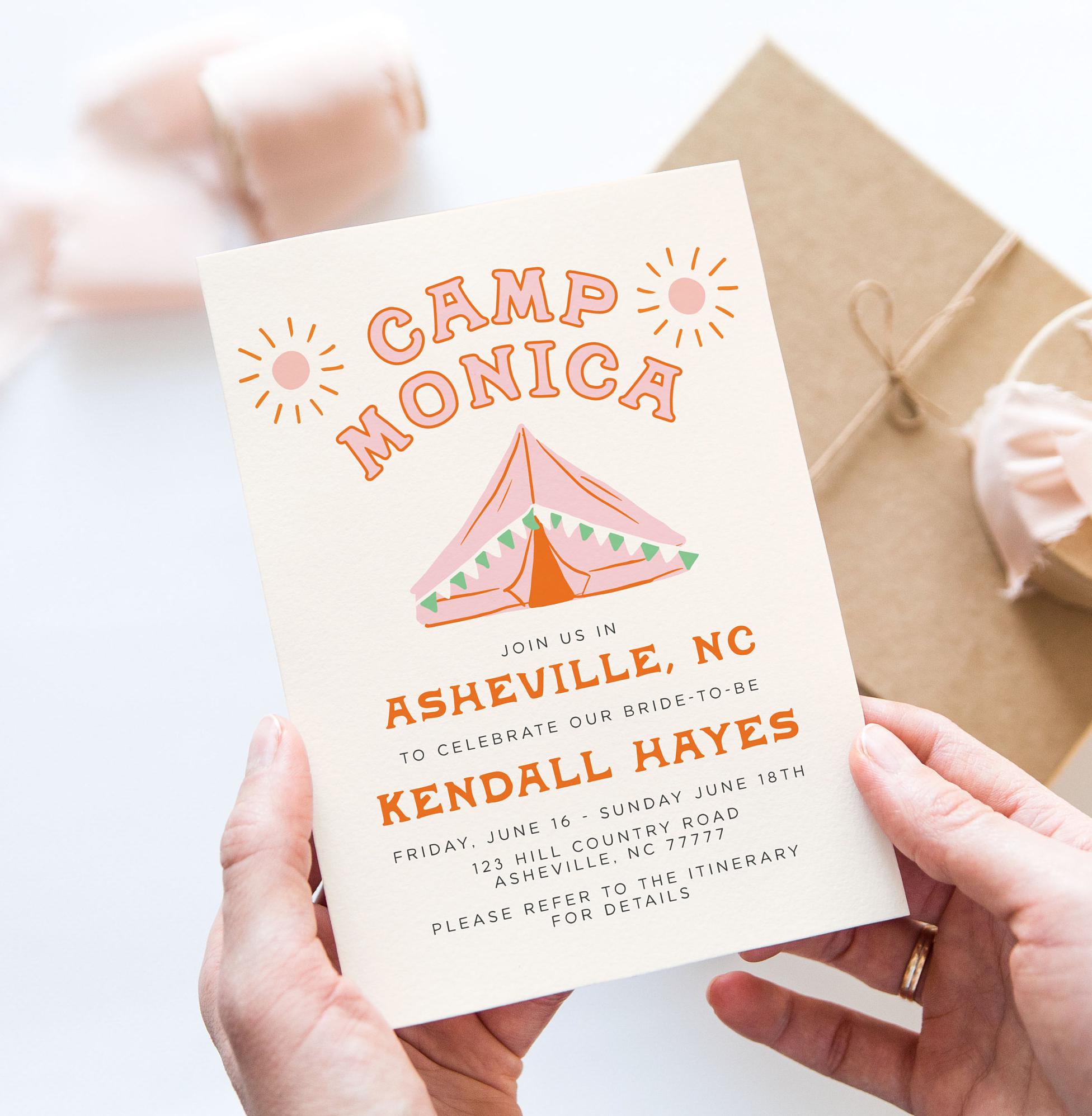 Camp Bachelorette Invitation, Glamping Bachelorette, Camp Bride ...