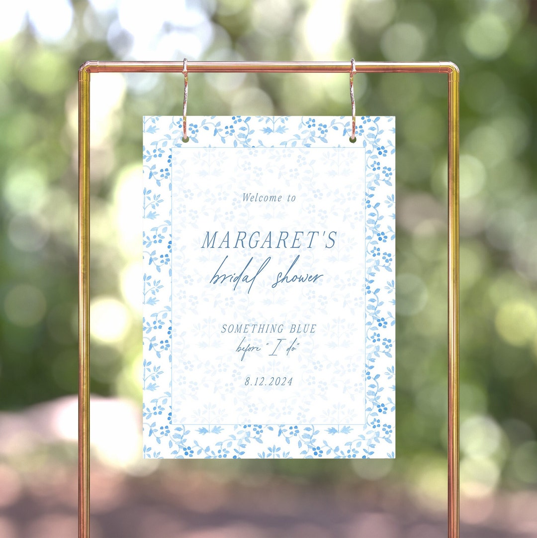 Something Blue Bridal Shower Welcome Sign Template, Something Blue ...