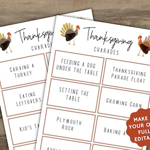 Thanksgiving Charades Game, Thanksgiving Printable Games, Fun ...