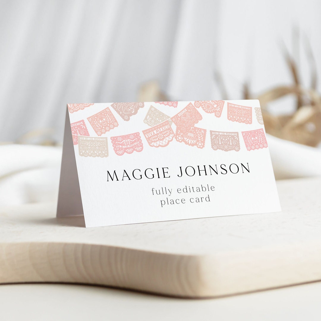 Pink Fiesta Place Card Template, Fiesta Baby Shower Girl, Fiesta Buffet ...