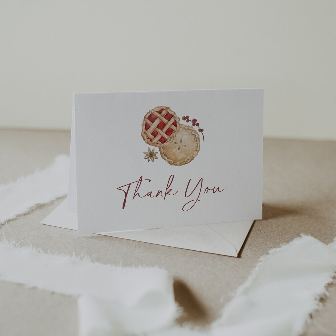 Cutie Pie THANK YOU Card Template, Pie Thank You Card, Printable Thank ...