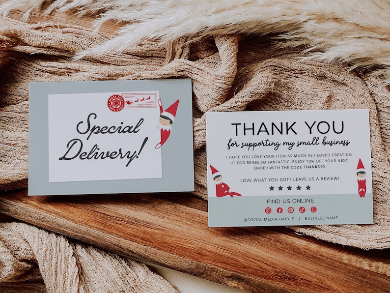 Holiday Business Thank You Card, Special Delivery, Christmas Printable Thanks for Your Purchase ...