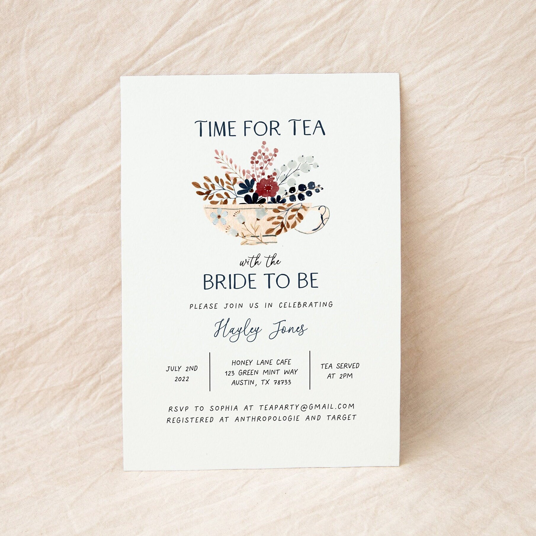 Tea Party Bridal Shower Invitation Tea With the Bride to Be - Etsy