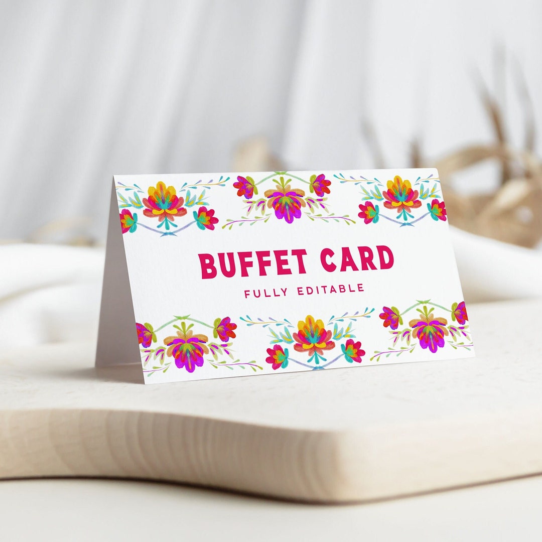 Fiesta Buffet Card Template, Fiesta Food Labels, Editable Buffet Cards ...