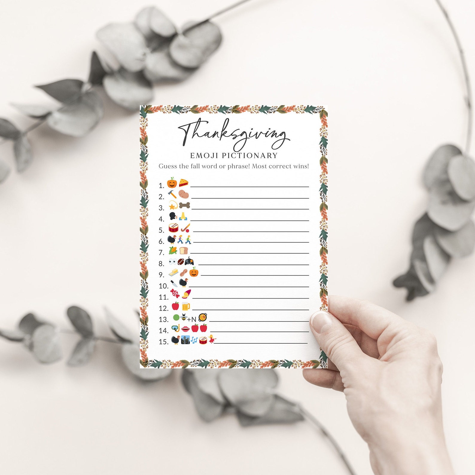 Thanksgiving Emoji Pictionary Game Thanksgiving Printable - Etsy