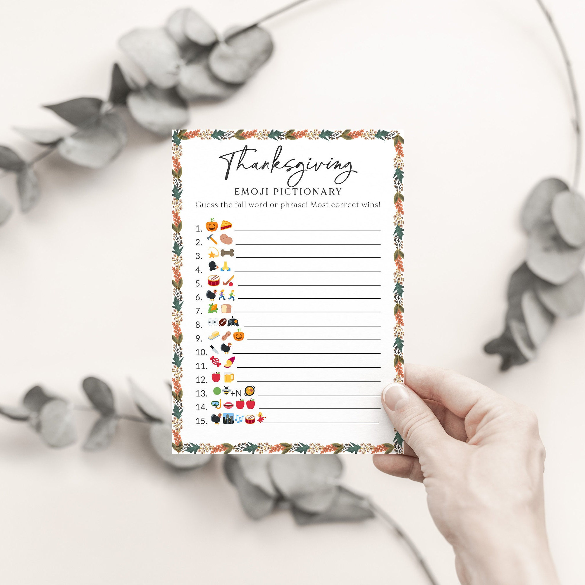 Thanksgiving Emoji Pictionary Game Thanksgiving Printable - Etsy