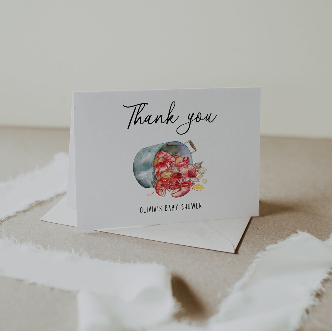 Crawfish Boil THANK YOU Card Template, Crawfish Thank You Card ...