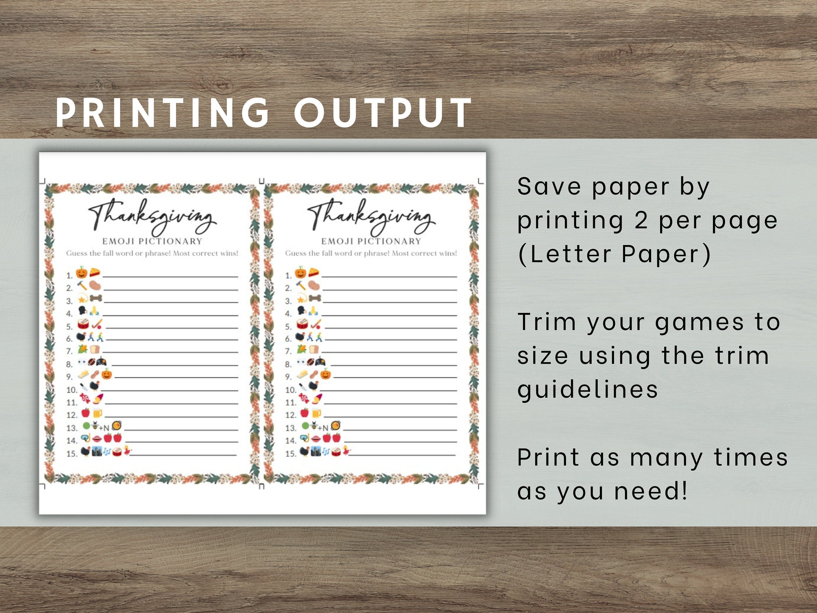 Thanksgiving Emoji Pictionary Game Thanksgiving Printable - Etsy