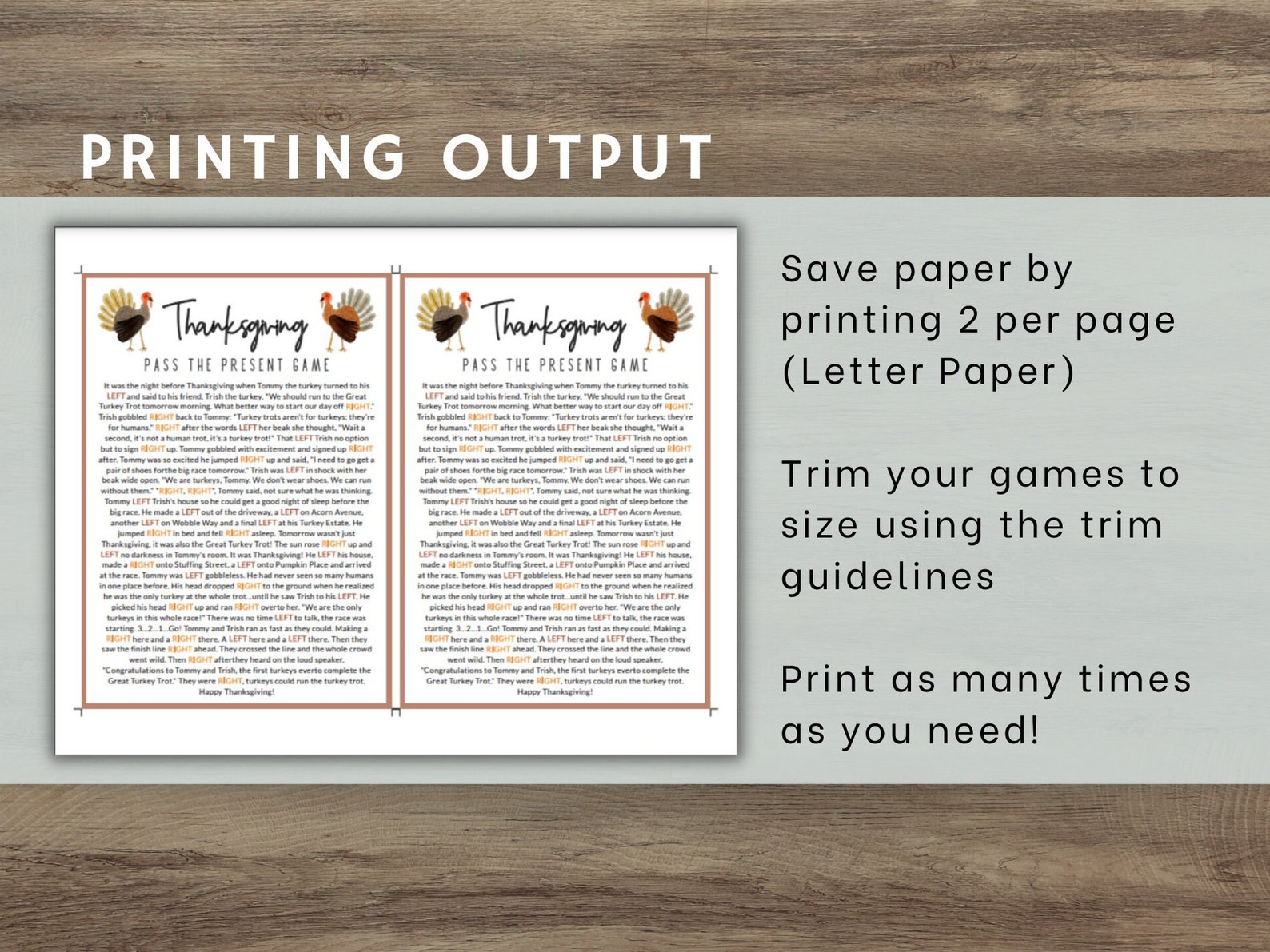 Thanksgiving Pass the Present Game Thanksgiving Right Left - Etsy