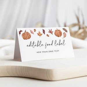 Fall Buffet Card Template, Printable Buffet Label, Pumpkin Food Label ...