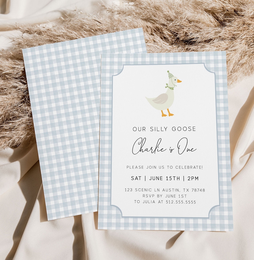 Silly Goose Birthday Invitation Template, Boy First Birthday Party ...