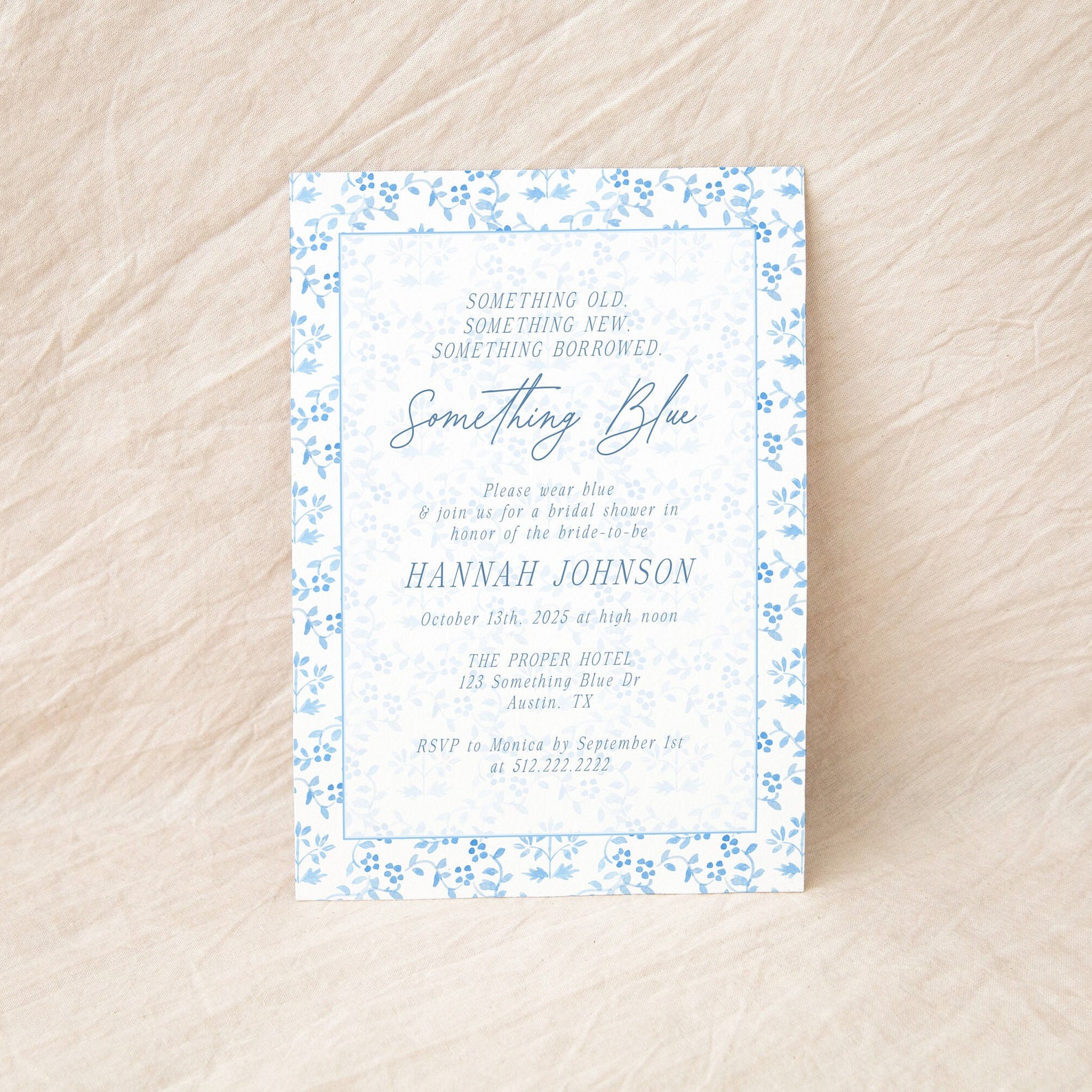 Something Blue Bridal Shower Invitation Template Something - Etsy