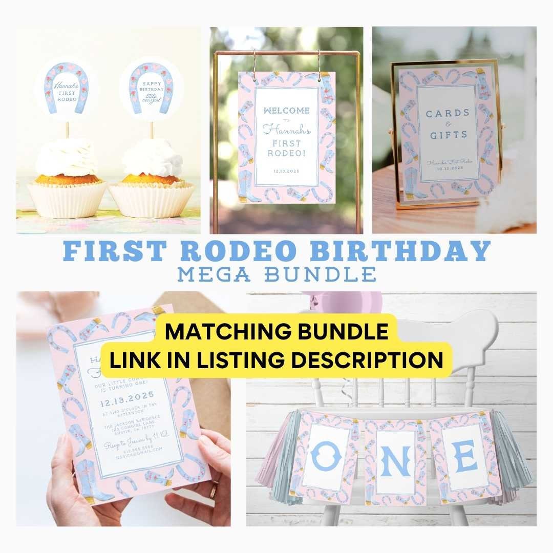 First Rodeo Birthday Cards and Gifts Template, Little Cowgirl Birthday ...