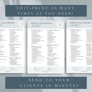 Professional Residential Deep Cleaning Checklist, Editable House Deep Cleaning Template, Deep ...