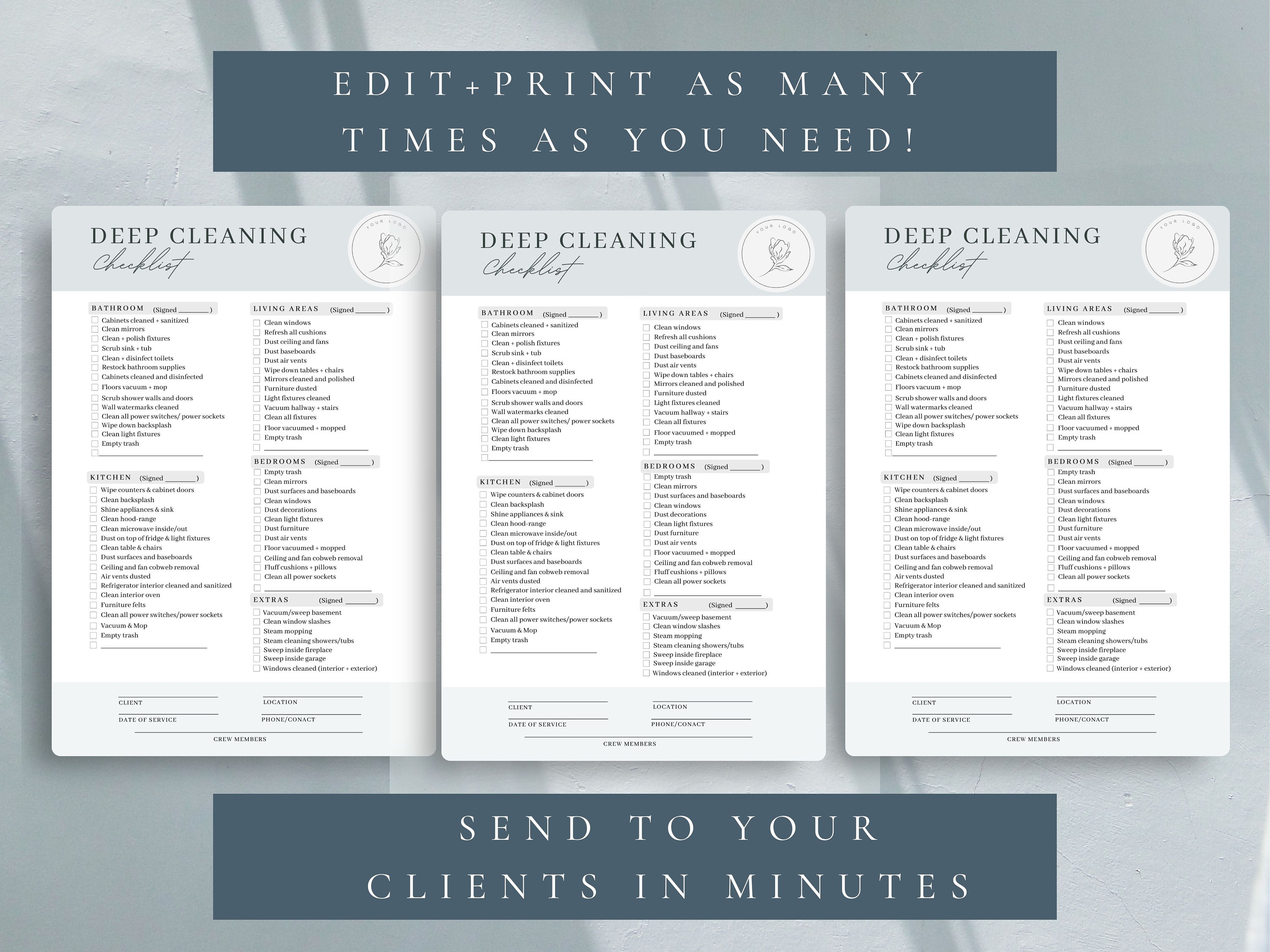 Professional Residential Deep Cleaning Checklist Editable - Etsy