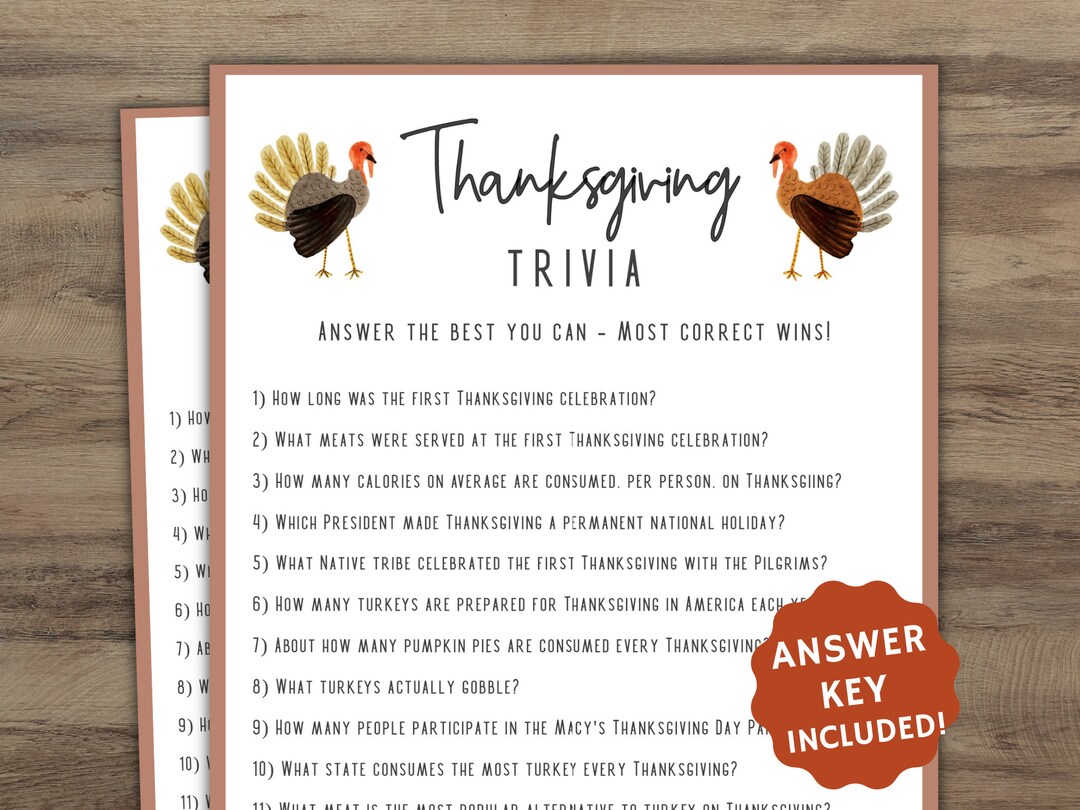 Thanksgiving Trivia Game, Thanksgiving Printable Games, Thanksgiving ...