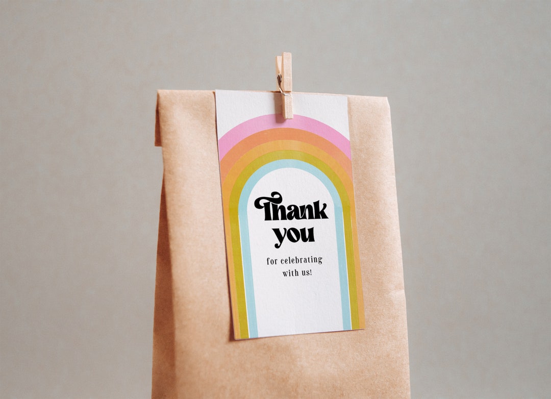 Groovy THANK YOU Tag Template, Printable Thank You Card, Goodie Bag Tag ...