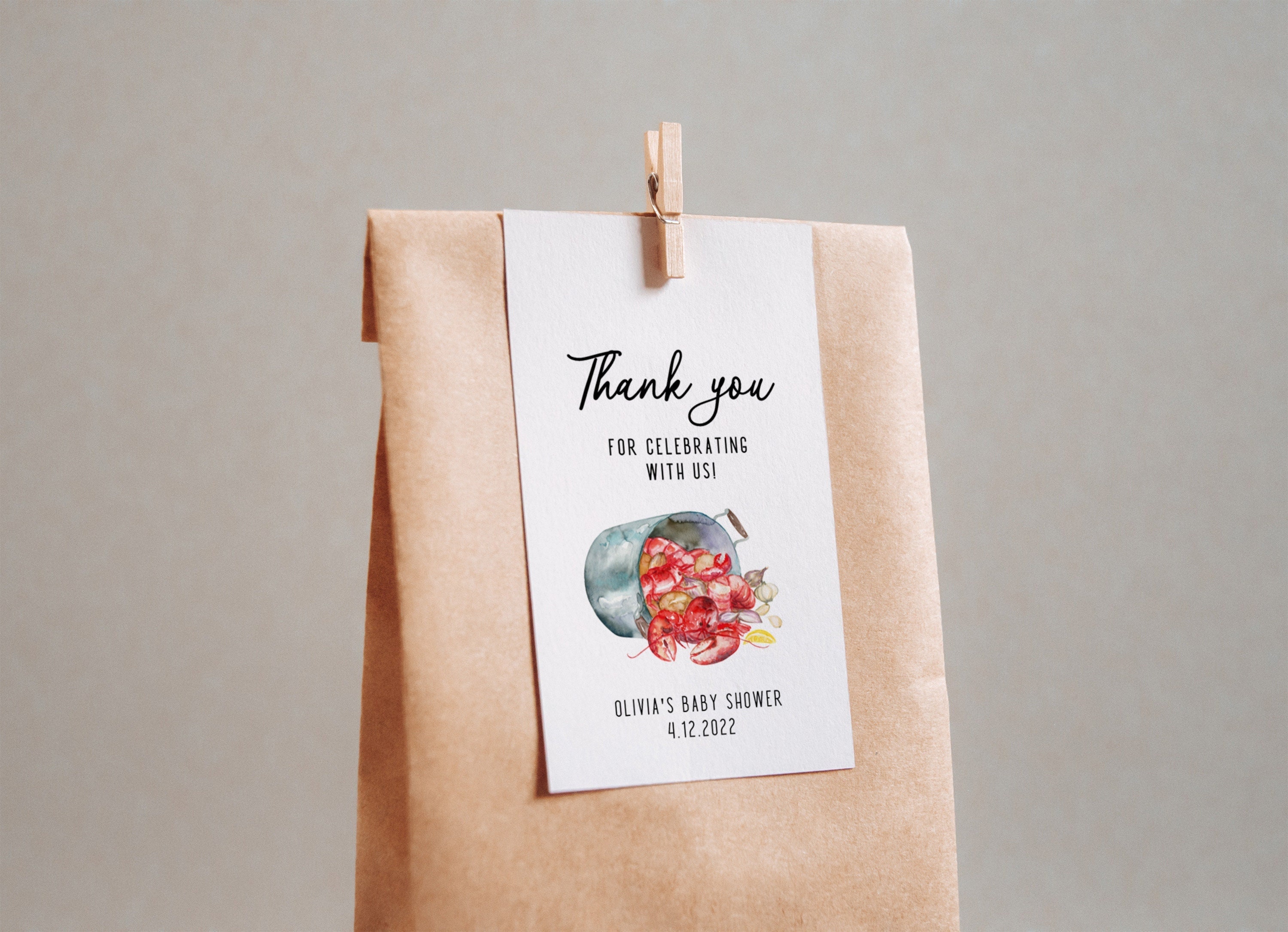Crawfish Boil Thank You Tag Template Baby Shower Printable - Etsy