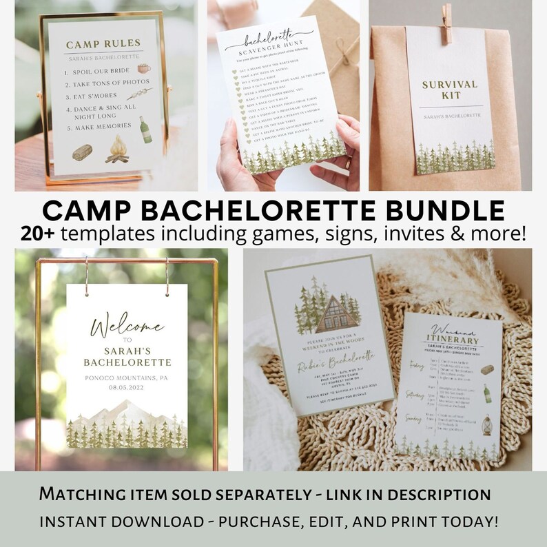 Camp Bachelorette Cocktail Bar Sign Template Camp - Etsy