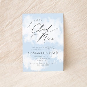 On Cloud Nine Bridal Shower Invitation Template, the Bride is on Cloud ...