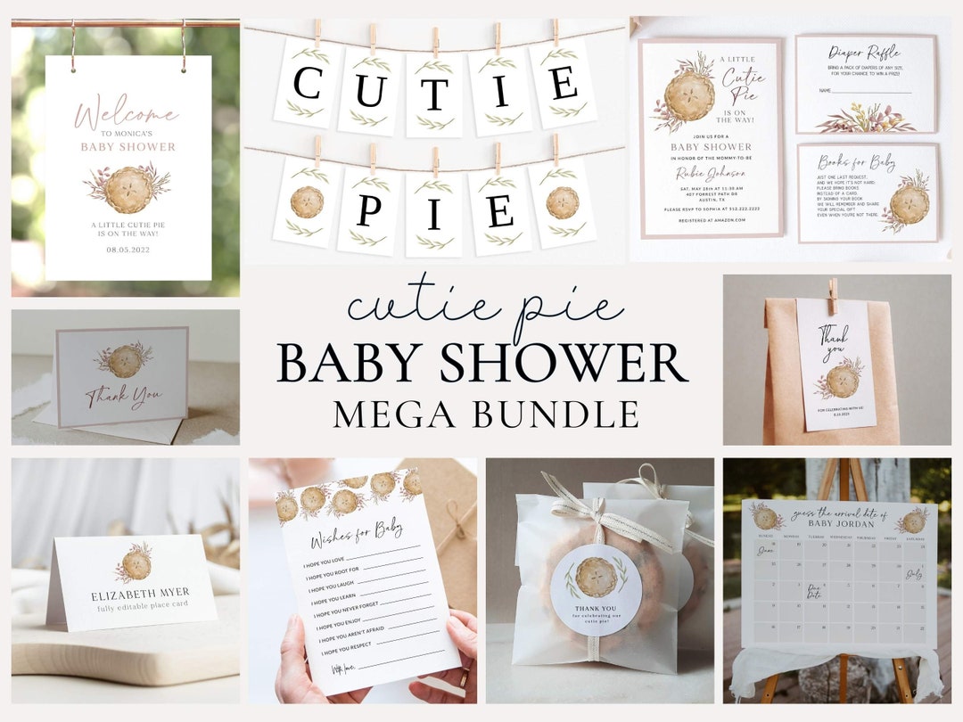 Cutie Pie Baby Shower Bundle, Girl Fall Baby Shower Invite, Autumn Baby ...