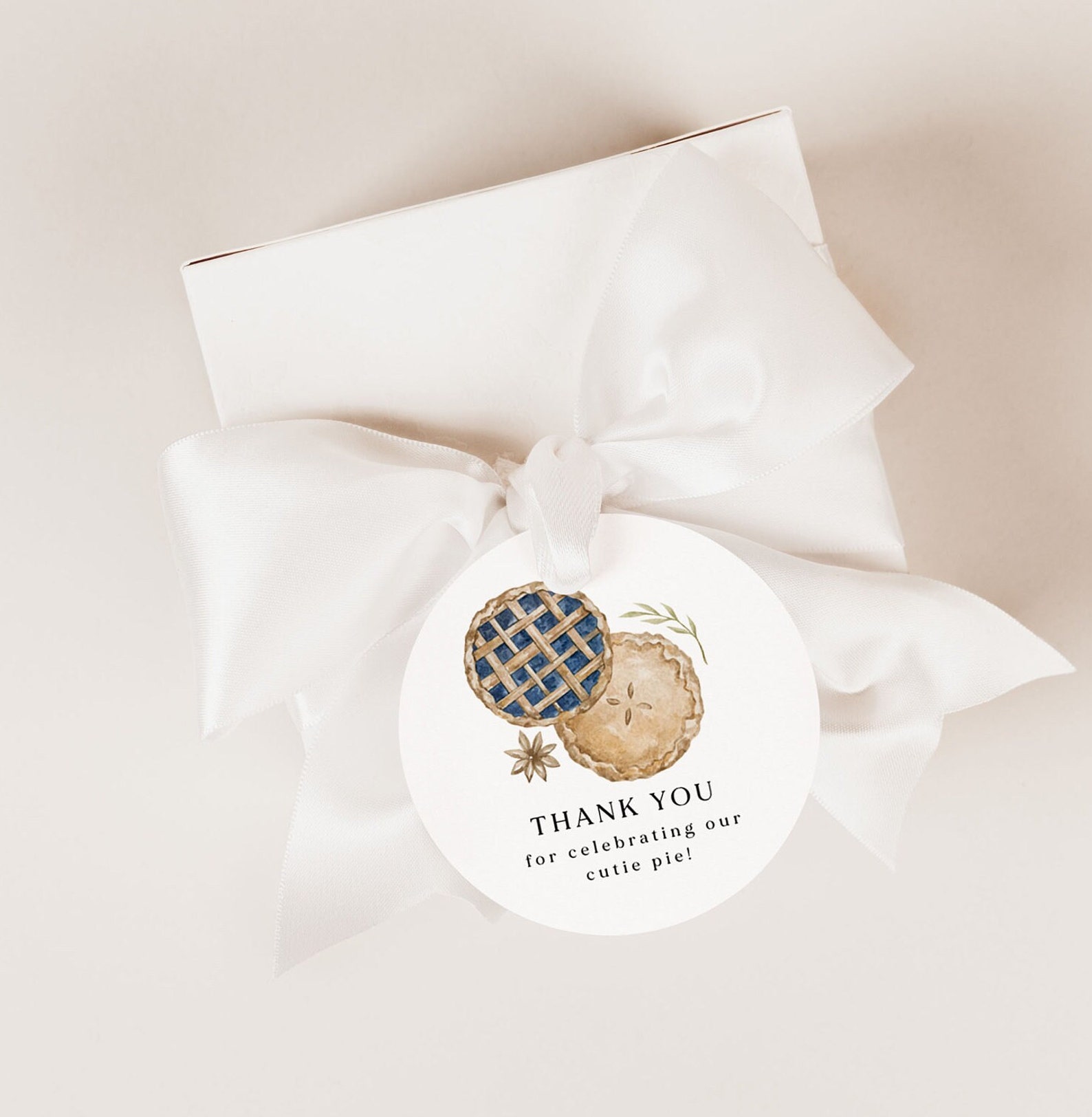 Cutie Pie Sticker Template Baby Shower Thank You Sticker - Etsy