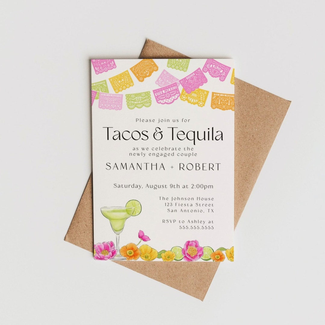 Engagement Fiesta Invitation Template, Tacos and Tequila Couples Shower ...