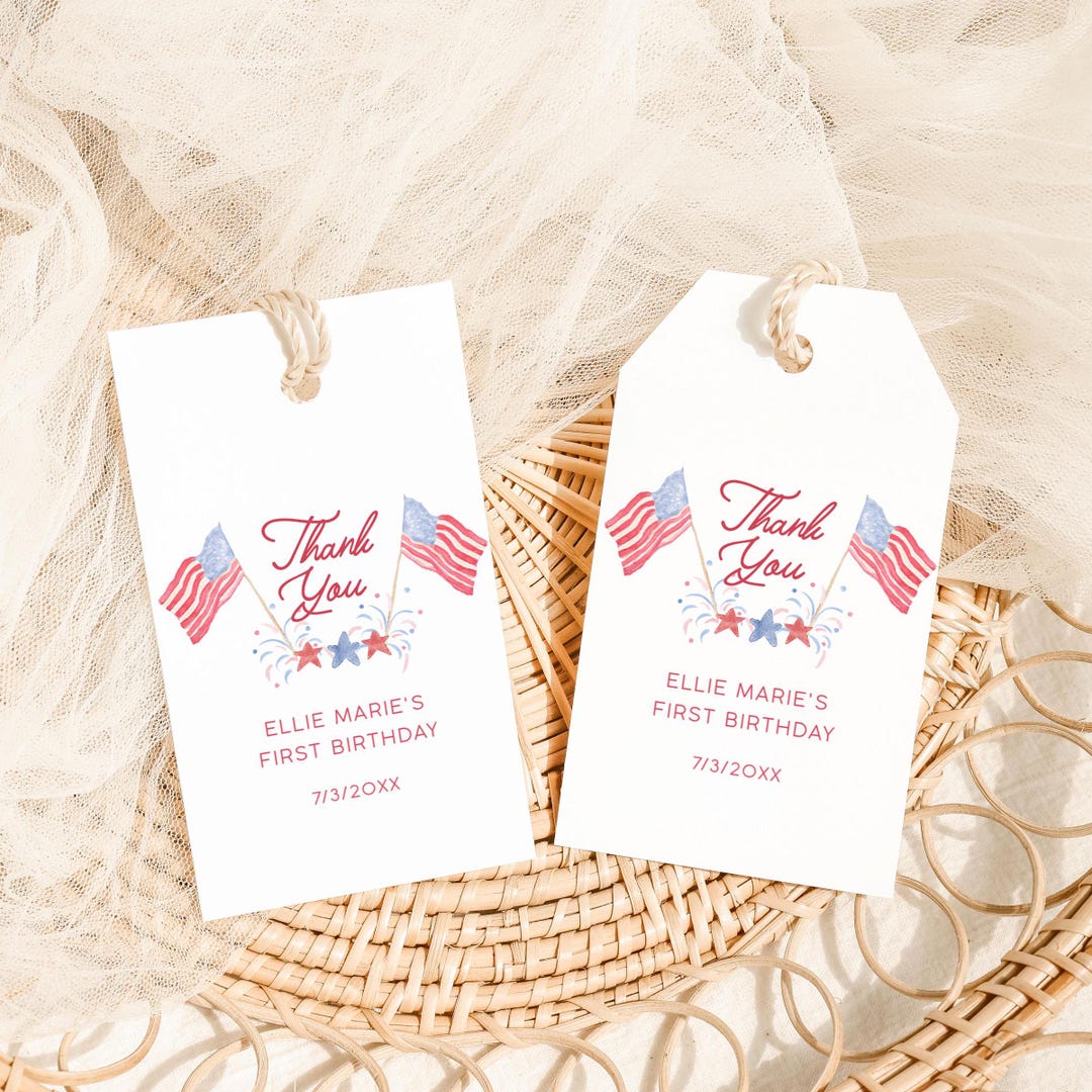 4th of July THANK YOU Tag Template, Patriotic Thank You Tag, 4th of ...