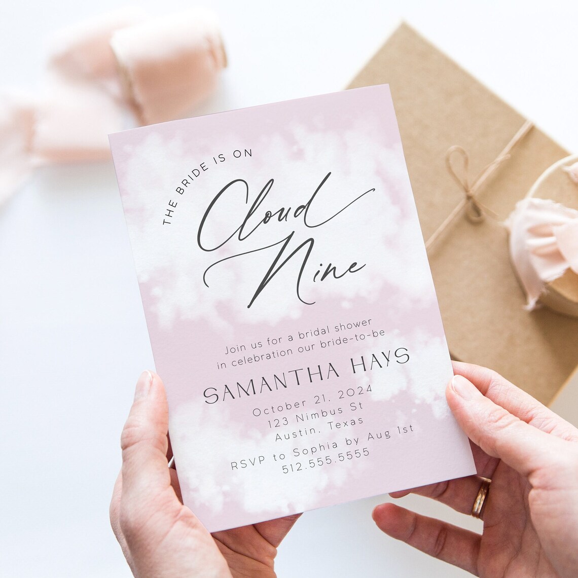 On Cloud Nine Bridal Shower Invitation Template, the Bride is on Cloud ...