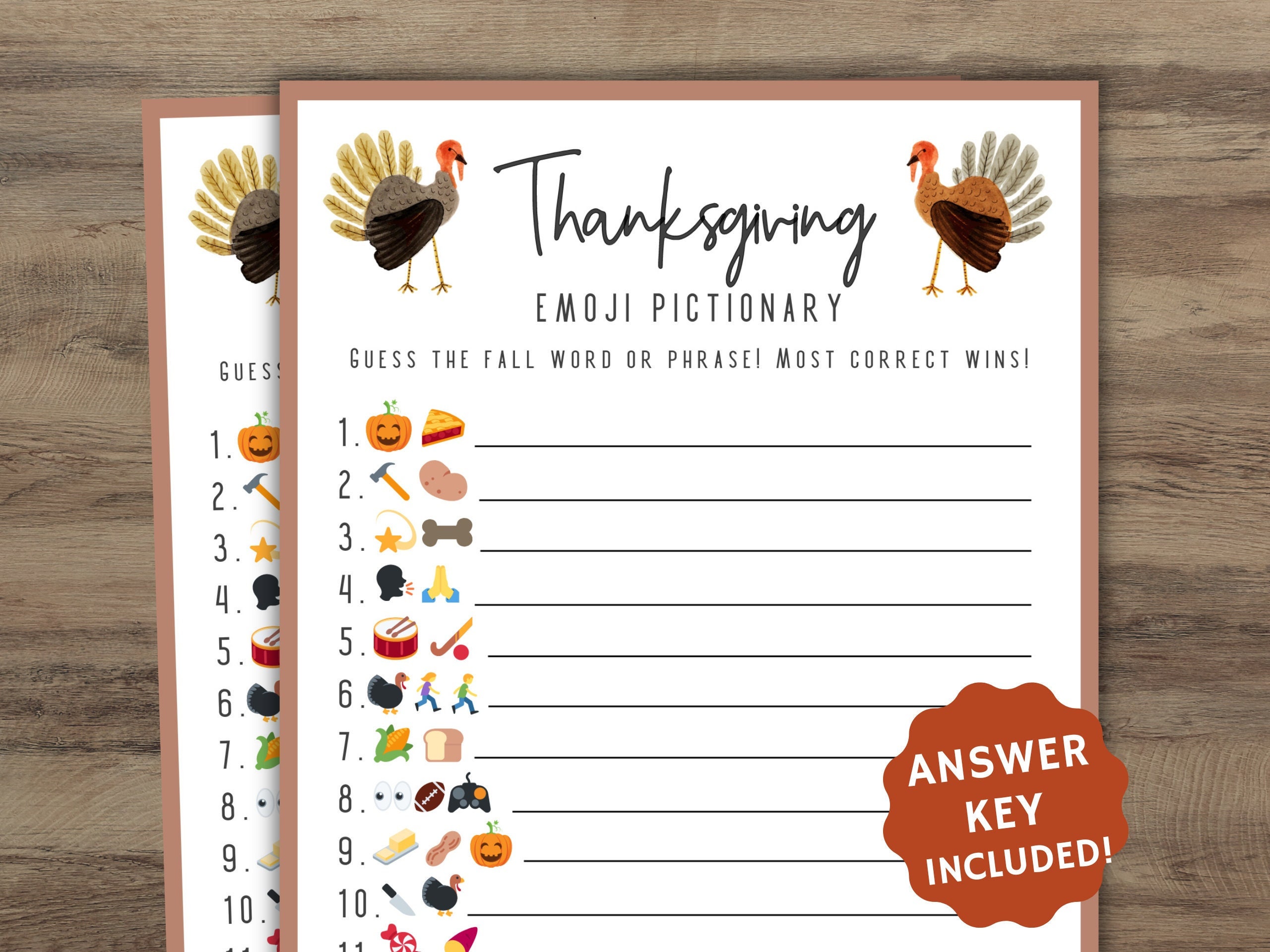 Thanksgiving Emoji Pictionary Game Thanksgiving Printable - Etsy