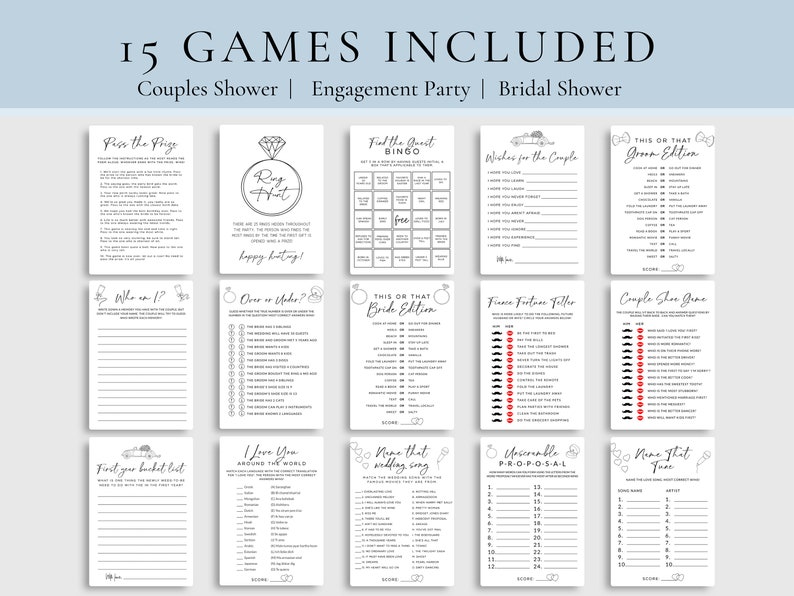 Engagement Party Games Bundle Engagement Party Games - Etsy