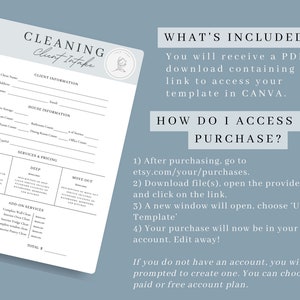 Professional Residential Cleaning Service Client Intake Form, Editable ...