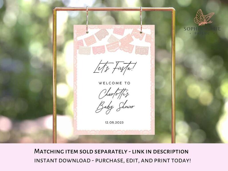 Pink Fiesta Place Card Template, Fiesta Baby Shower Girl, Fiesta Buffet ...