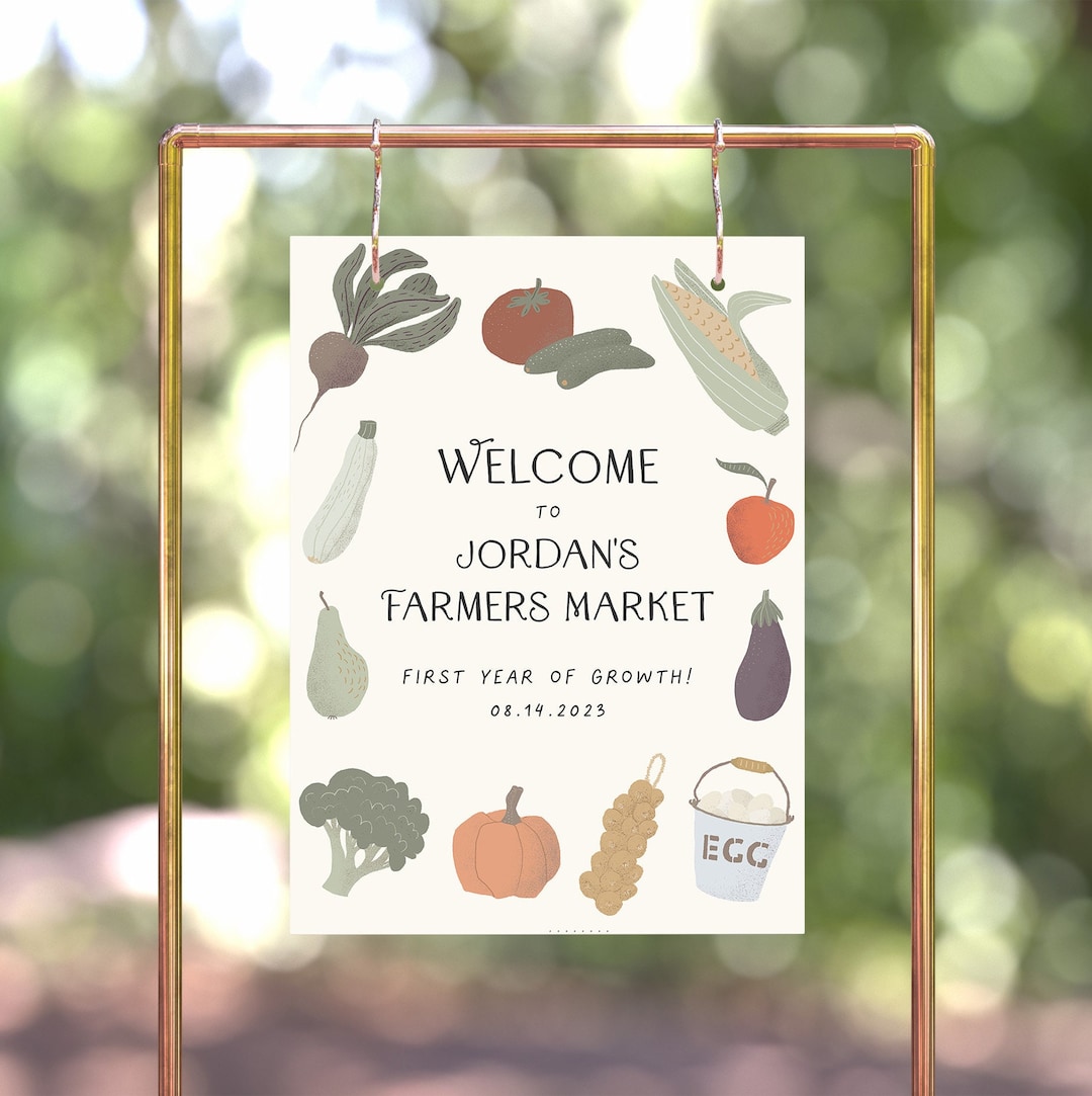 Farmers Market 1st Birthday Welcome Sign, First Birthday Welcome Sign ...