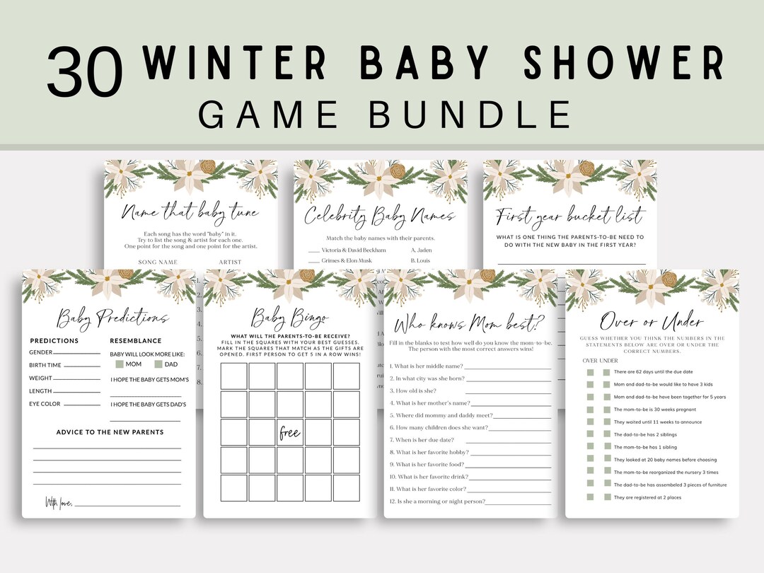 Winter Baby Shower Games Bundle, Winter Wonderland Baby Shower, Neutral ...
