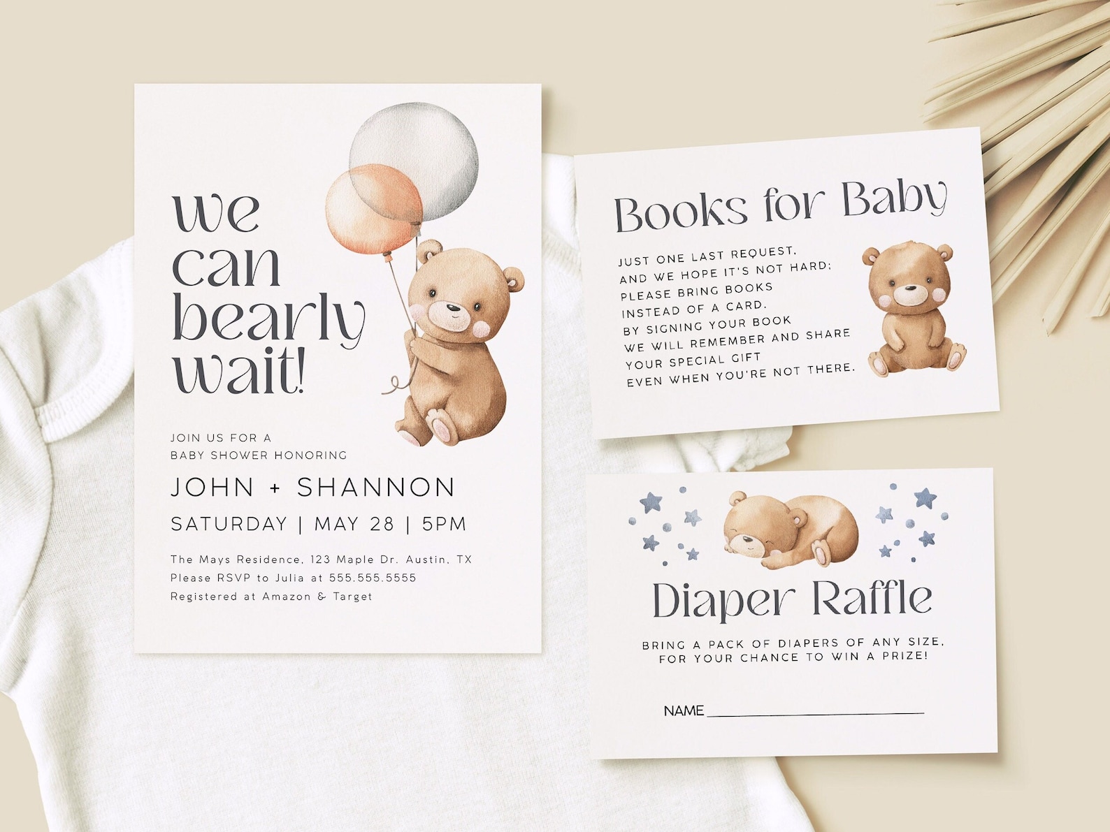 Editable We Can Bearly Wait Baby Shower Invitation Bundle - Etsy