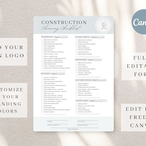 Professional Construction Cleaning Checklist, Editable House ...