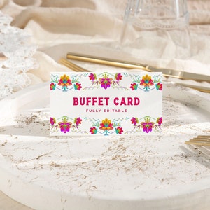 Fiesta Buffet Card Template, Fiesta Food Labels, Editable Buffet Cards ...