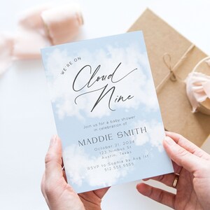 On Cloud Nine Baby Shower Invitation Template, We're on Cloud Nine ...