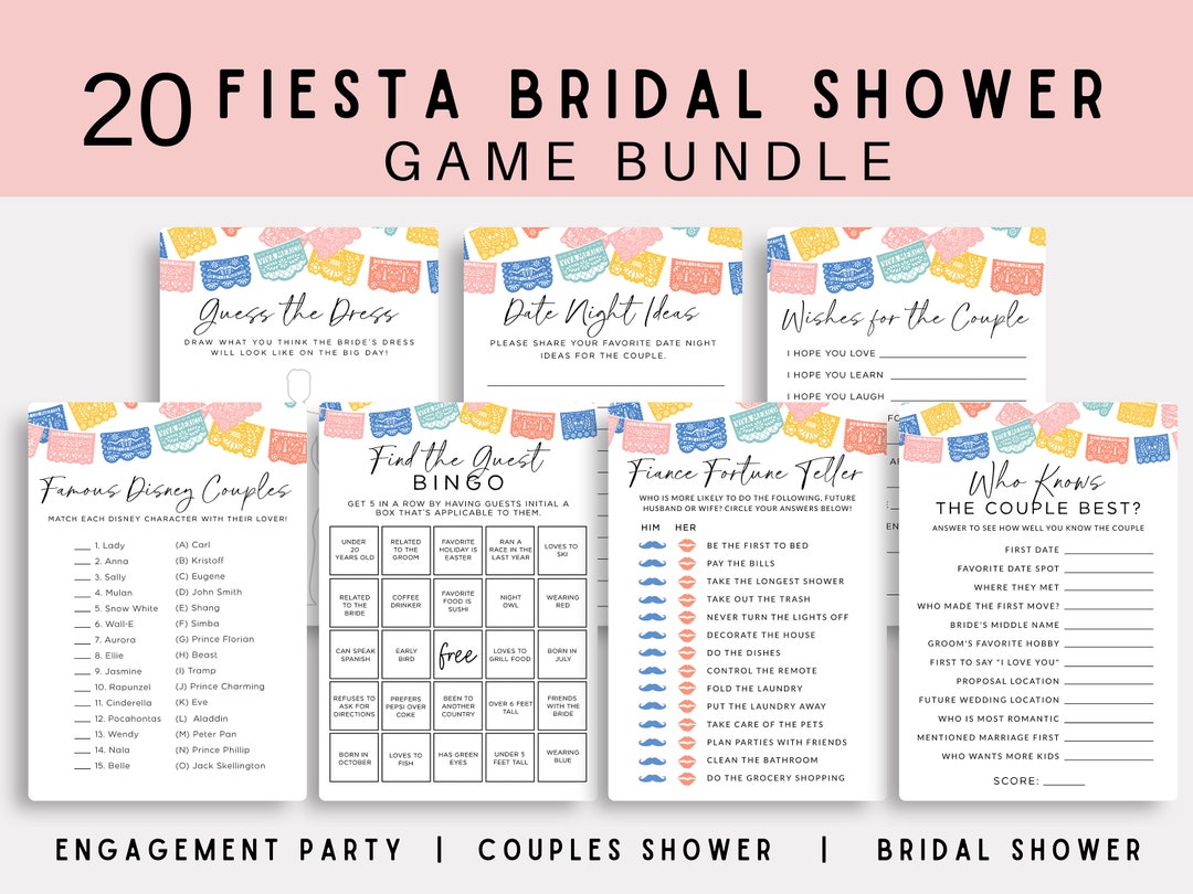 Fiesta Bridal Shower Games, Printable Bridal Shower Games, Fiesta Theme ...