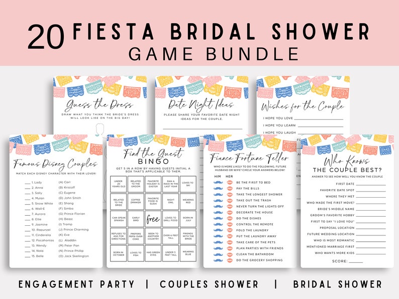 Fiesta Bridal Shower Games Printable Bridal Shower Games - Etsy