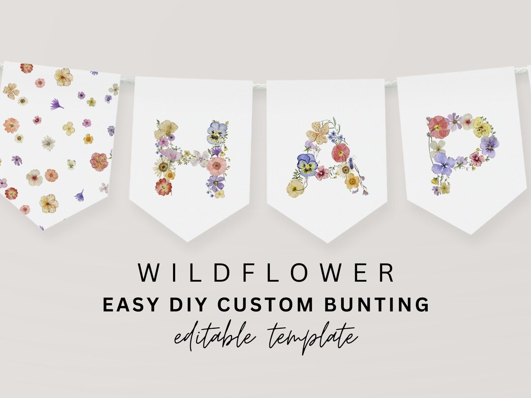Wildflower Banner Template, Wildflower First Birthday Banner, Custom ...