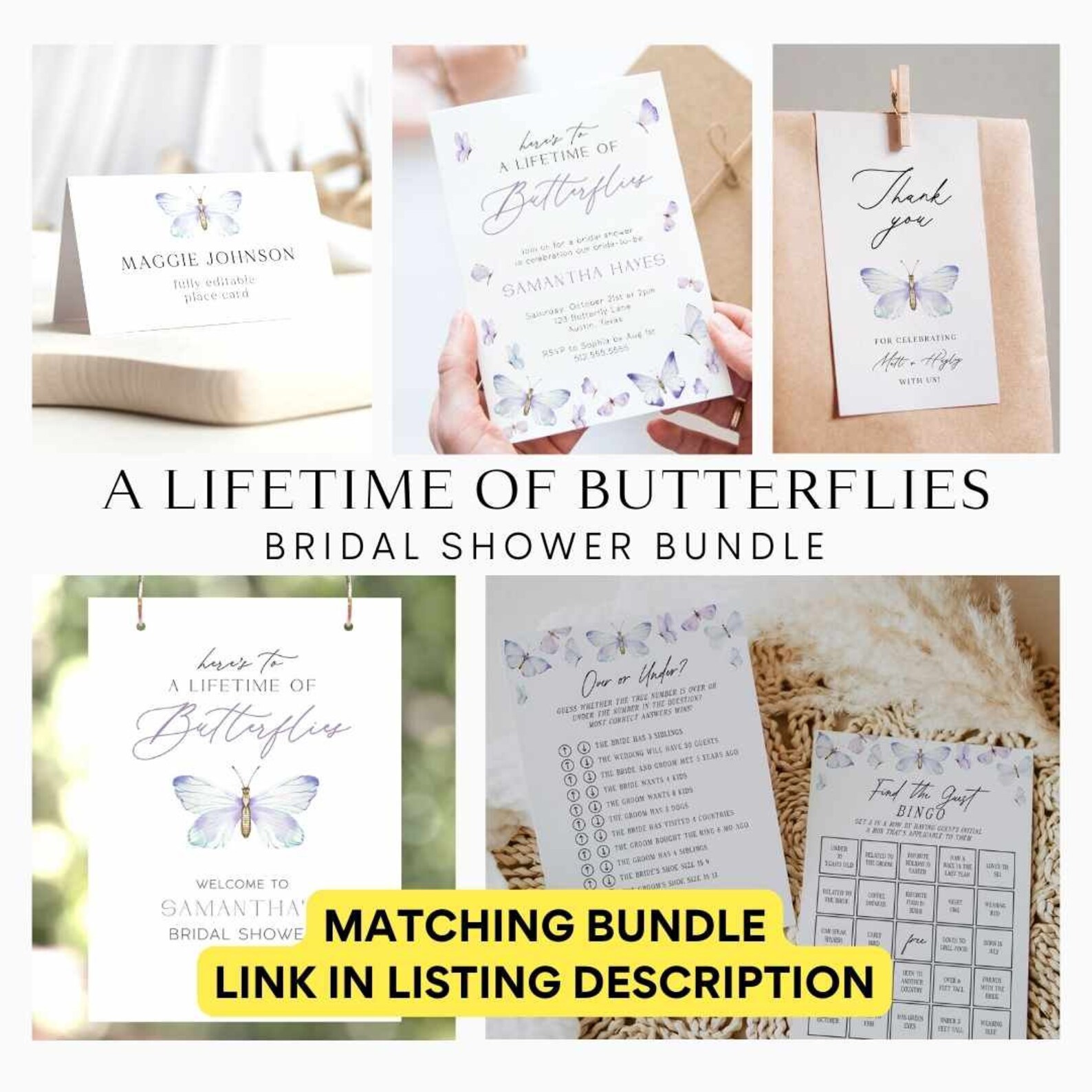 Butterfly Bridal Shower Invitation Template, A Lifetime of Butterflies ...