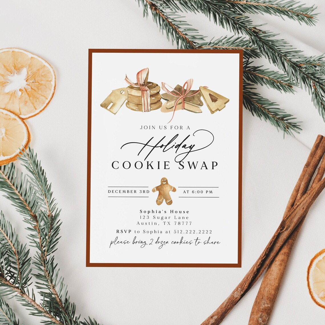 Holiday Cookie Swap Invitation Template, Printable Christmas Cookie ...