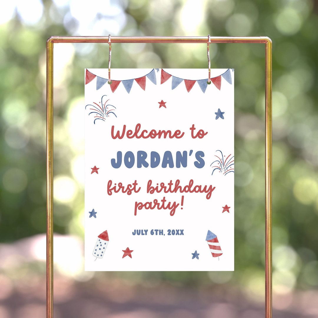 Firecracker 1st Birthday Welcome Sign Template, Little Firecracker ...