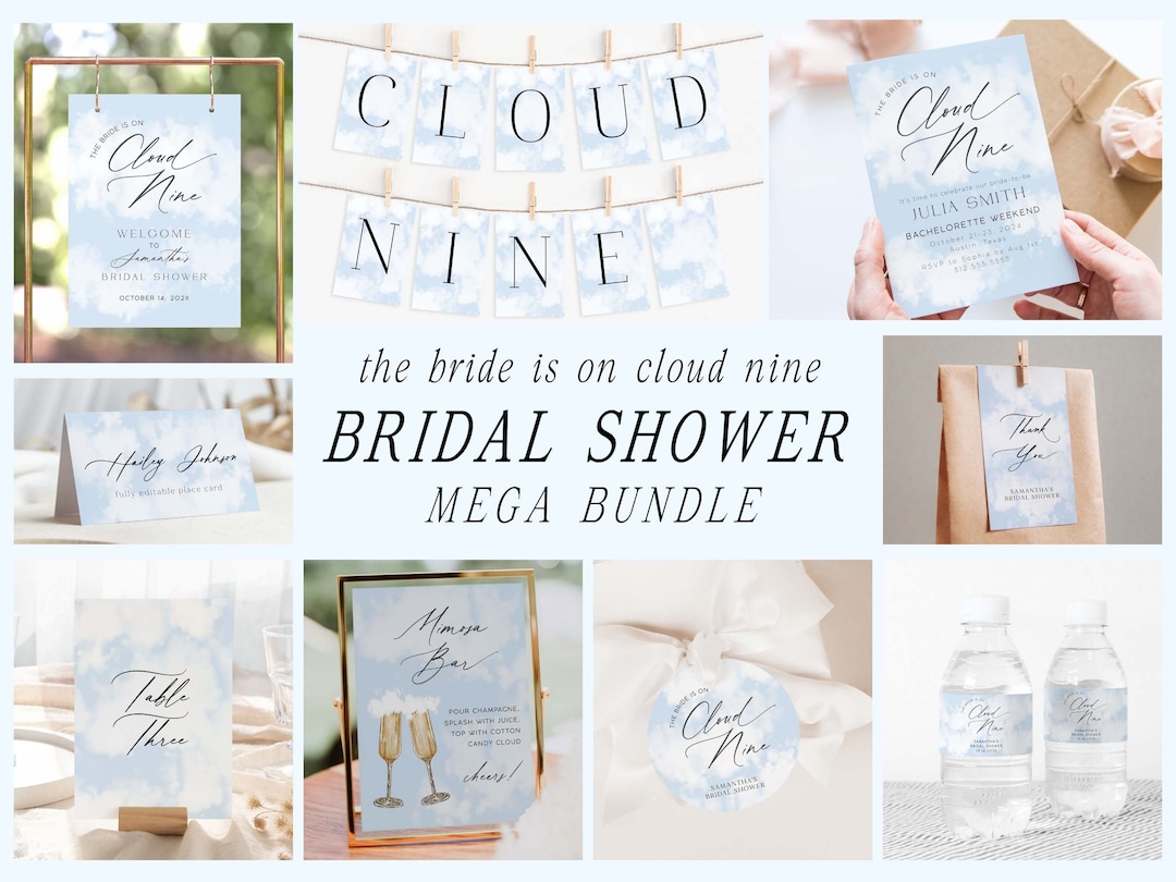 On Cloud Nine Bridal Shower Bundle, the Bride is on Cloud Nine, on ...